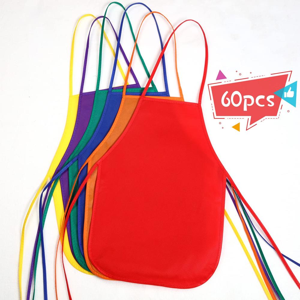 Yahenda 60 Pack Kids Painting Aprons Childrens Artists Fabric Aprons ...