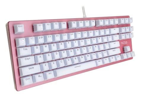 Tilted Nation Teclado mecánico rosa TKL - Carcasa acrílica, placa de ...