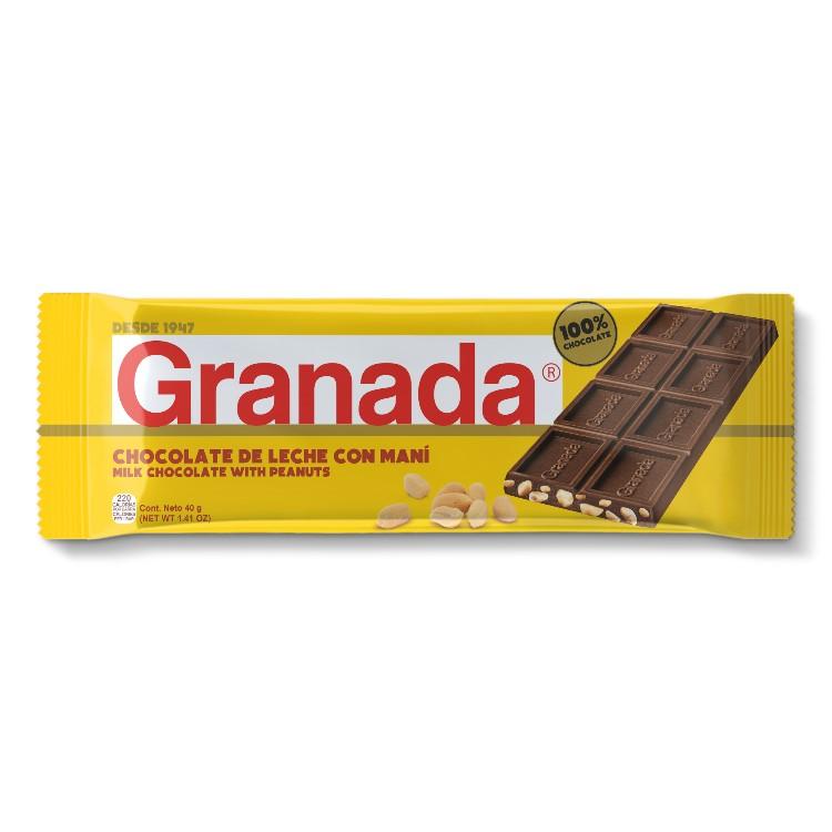 Tableta De Chocolate De Leche Con Mani Granada 40G 1 Unidad Granada ...
