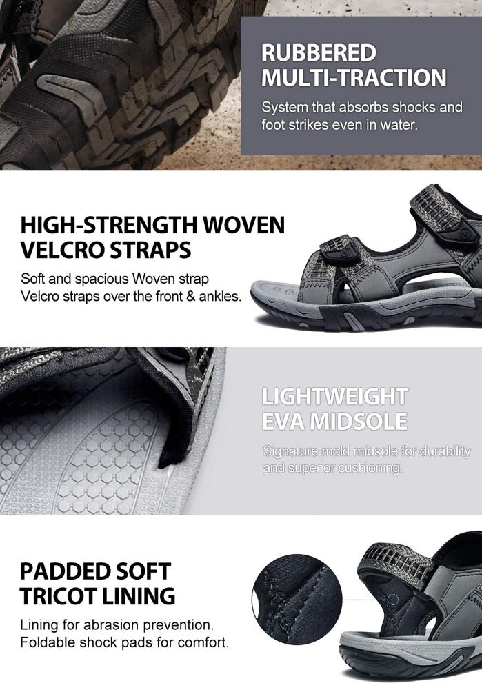 atika Mens Outdoor Hiking Sandals, Open Toe Arch Support Strap Water ...