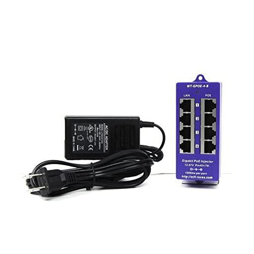 Inyector PoE Texas pasivo de 4 puertos 24 V con fuente de alimentación certificada UL/FCC de 24 ...