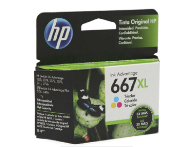 Cartucho de Tinta Original HP 667Xl TriColor : Precio Costa Rica