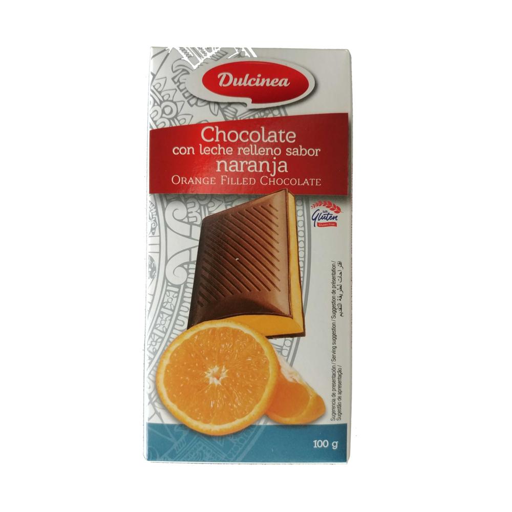 Tableta De Chocolate Negro Con Leche Relleno De Naranja, 100G, Dulcinea ...