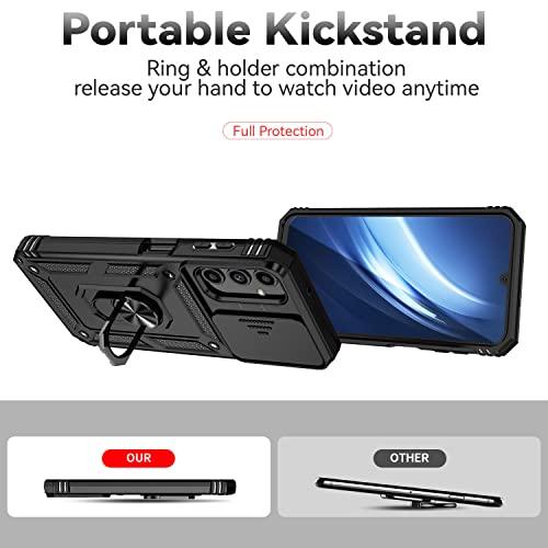 PUSHIMEI for Samsung Galaxy A24 Case with Slide Camera Cover HD Screen Protector [Military Grade ...