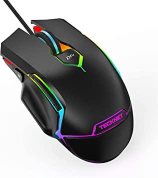 Ratón para juegos con cable TECKNET RGB con 11 modos retroiluminados, 8 ...
