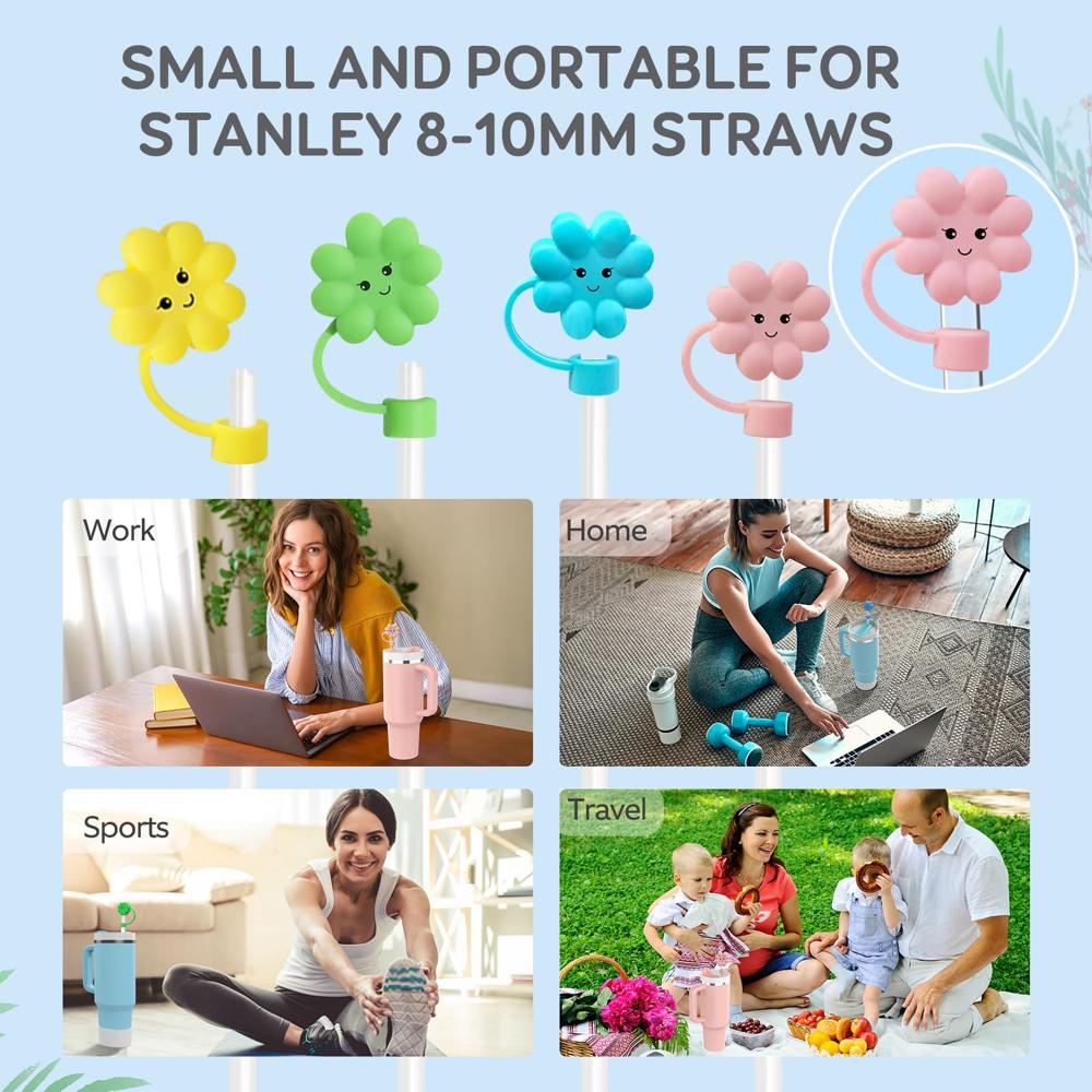 4Pcs Sunflowers Straw Cover Cap for Stanley Yeti cup 3040Oz 8-10mm ...