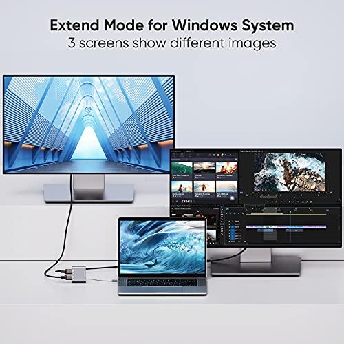 CableCreation Adaptador USB C a HDMI 4K dual, USB tipo C (compatible Thunderbolt 3) a 2 ...