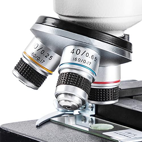 Compound Binocular Microscope,WF10x and WF25x Eyepieces,40X-2000X Magnification, LED ...