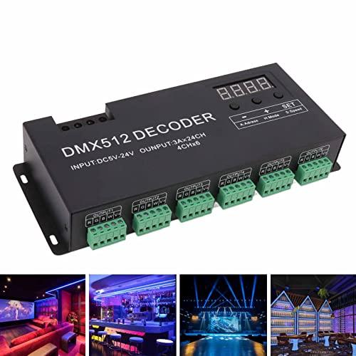 Hilitand Digital Display Decoder, 24 Channel DMX Decoder RGBW DMX512 Dimming Driver : Precio ...
