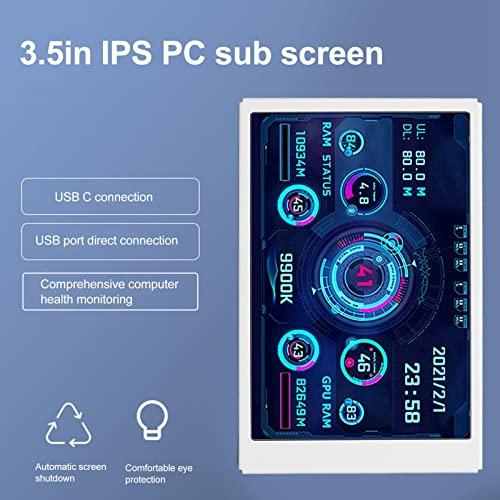 Yunseity 3.5in Computer Temp Monitor, IPS USB Mini Screen AIDA64 PC CPU RAM Data Monitor, PC ...