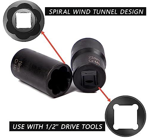 LONKER 6PCS Lug Nut Bolt Extractor Set, Twist Socket Set 1/2 Drive ...