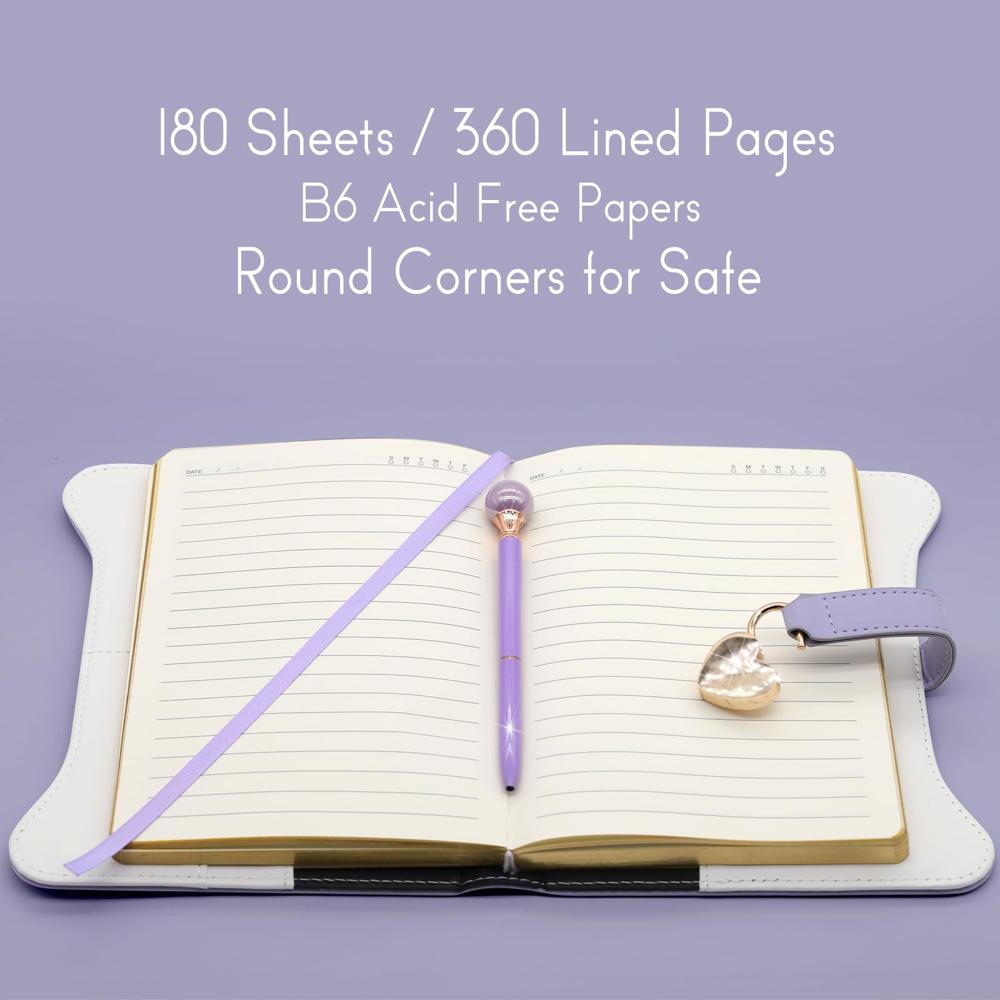 Hoci Poci Diary with Lock and Keys for Girls Gift Ideas, 360 Gold Edged ...
