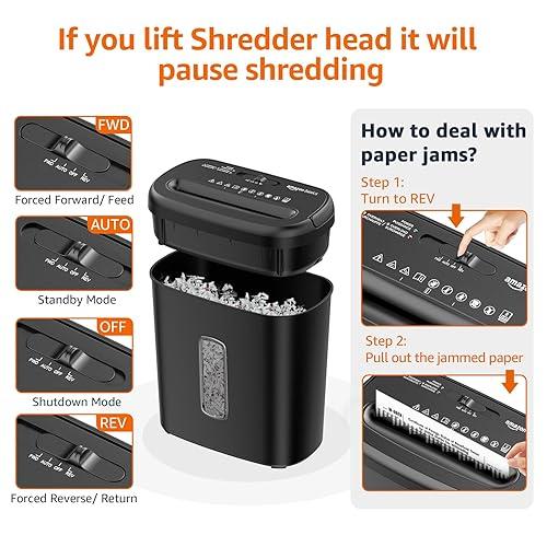 Amazon Basics 8-Sheet Cross Cut Paper Shredder and Credit Card Shredder - Black - Tamaño 8 Sheet ...