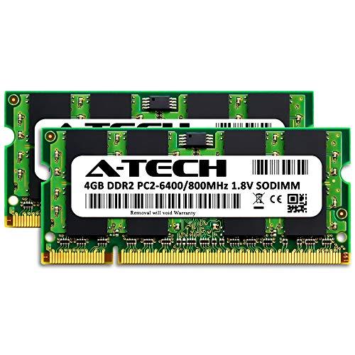 A-Tech 8GB (2x4GB) DDR2 800MHz SODIMM PC2-6400 1.8V CL6 200-Pin Kit de ...