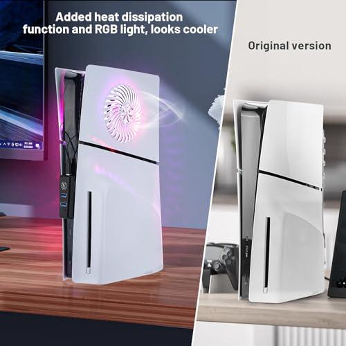 Grathia Faceplates with Cooling Vents RGB Light for PS5 Slim, Upper ...
