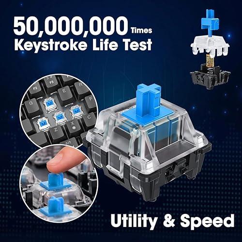 KOORUI 60% Gaming Keyboards, 61 Keys Wired Ultra-Compact Mechanical ...