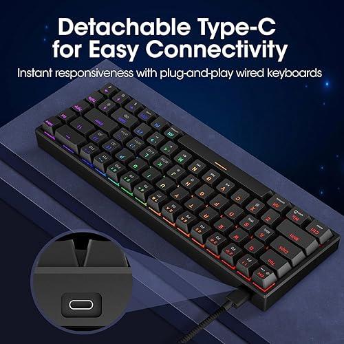 KOORUI Gaming Keyboard 60 Percent, Wired Ultra-Compact Mechanical ... KOORUI Gaming Keyboard 60 Percent, Wired Ultra-Compact Mechanical ...