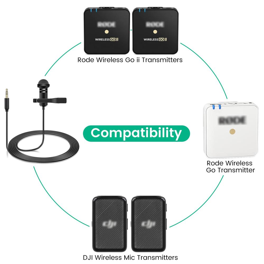 Paquete de 2 micrófonos Lavalier compatibles con transmisores DJI Mic 2 ...