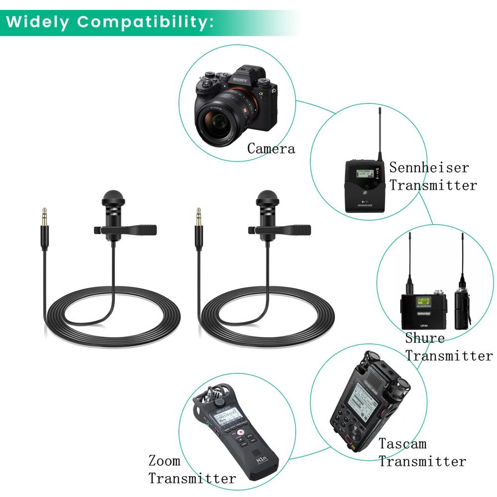 Paquete de 2 micrófonos Lavalier compatibles con transmisores DJI Mic 2 ...