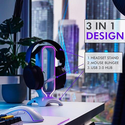 Tilted Nation RGB Headset Stand - 3 in 1 Gaming Headphone Stand for ...