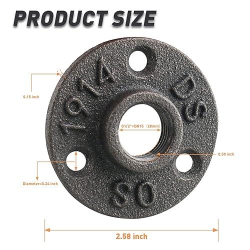1/2 Floor Flange, Home TZH 30 Pack Malleable iron Pipe Flange for ...