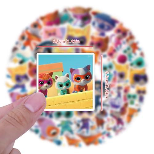 55pcs Super Kitties Stickers for Kids, Cute Cartoon Cats Party ...