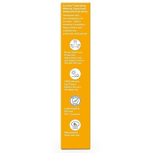 CeraVe Protector solar 100% mineral SPF 50 | Protector solar facial con ...