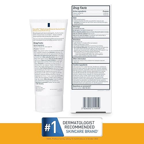 CeraVe Protector solar 100% mineral SPF 50 | Protector solar facial con ...