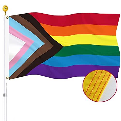 Progress Pride Rainbow Flag 3x5 Outdoor All Inlcusive Progressive Pride