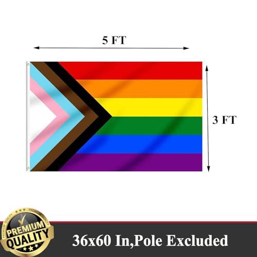 Progress Pride Rainbow Flag 3x5 Outdoor All Inlcusive Progressive Pride
