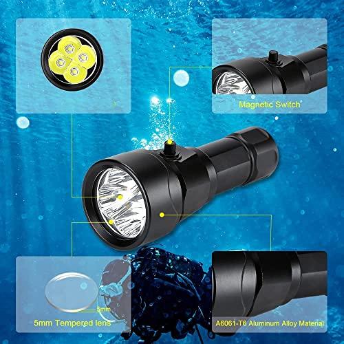 Odepro ND51 2500 lúmenes Luz de buceo súper brillante con 4 modos, antorcha de buceo con botón ...