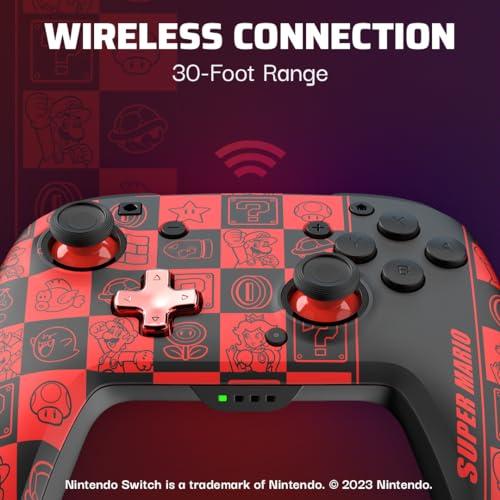 PDP REMATCH GLOW Enhanced Wireless Nintendo Switch Pro Controller, Rechargeable 40 hour battery ...