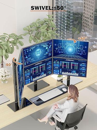 Dual Monitor Stand - Vertical Stack Screen Free-Standing Monitor Riser ...