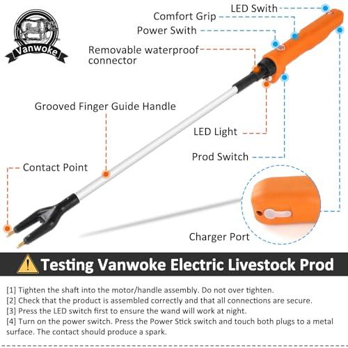Cattle Prod Livestock Prod with Led Light Rechargeable Cattle Prod ...