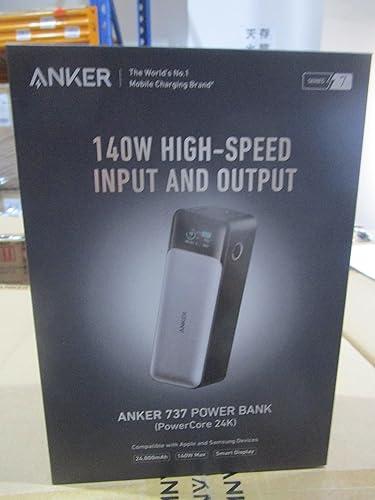 Anker 737 Power Bank (PowerCore 24K), 24,000mAh 3-Port Portable Charger with 140W Output, Smart ...