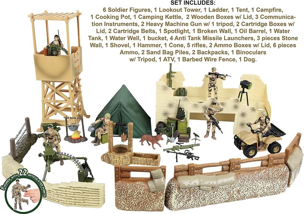 Click N Play Military Checkpoint Juego de 60 piezas con accesorios ...