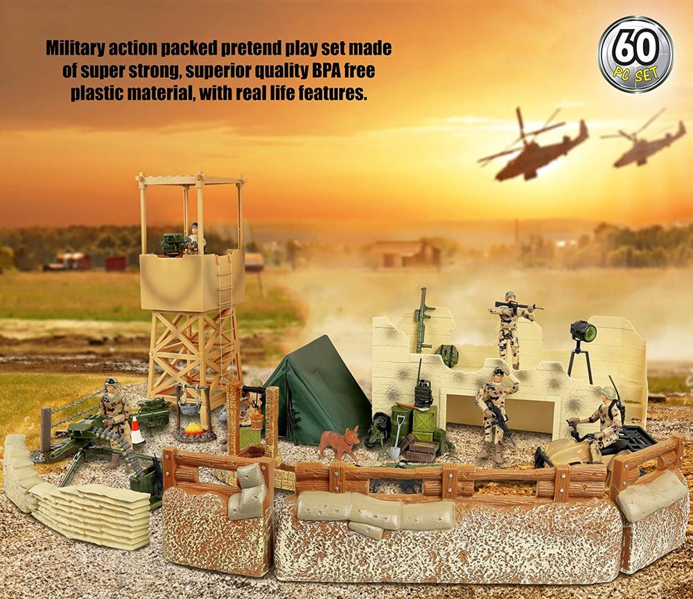 Click N Play Military Checkpoint Juego de 60 piezas con accesorios ...