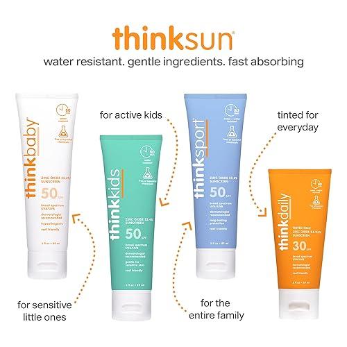 Thinkbaby SPF 50+ Baby Mineral Sunscreen – Safe, Natural Sunblock for Babies - Water Resistant ...