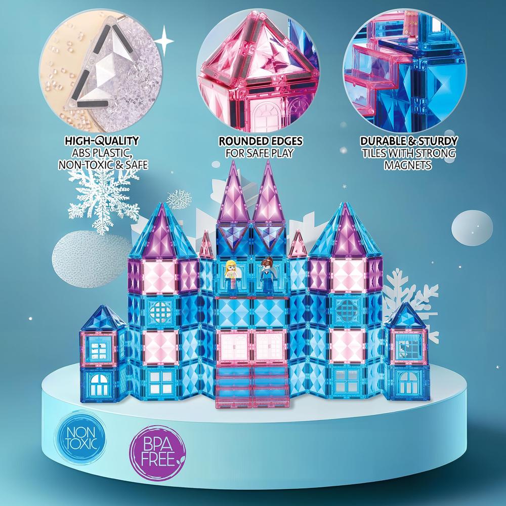 Frozen Magnetic Tiles 110 PCS, Princess Castle Magnetic Blocks, Frozen ...