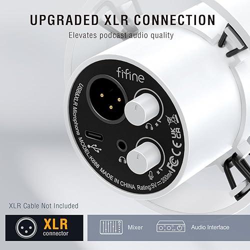 FIFINE Studio XLR Dynamic Microphone, USB PC Podcast Microphone for ...