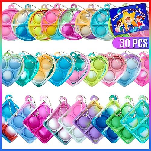 ONKULL® Pop Fidget Keychain It Mini Fidget Toys Bulk 30 Pack Party Favors para niños de 4 a 8,8 ...