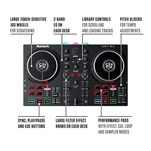 Numark Party Mix II - DJ Controller with Party Lights, DJ Set with 2 ...
