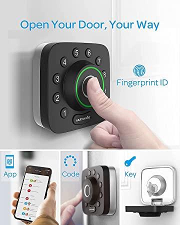 ULTRALOQ Smart Lock U-Bolt Pro + Bridge WiFi Adaptador, cerradura de puerta 6 en 1 sin llave con ...