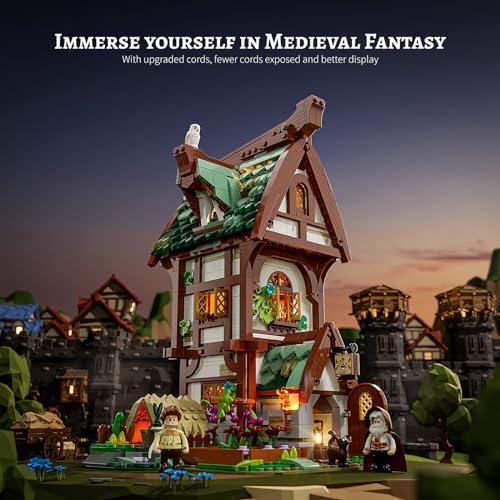 FUNWHOLE Medieval Apothecary Shop Lighting Building-Bricks Set ...