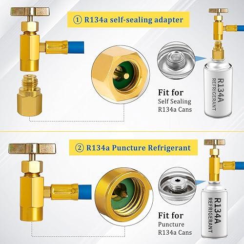 Fourtry Manguera de carga de refrigerante R134a con válvula perforadora ...