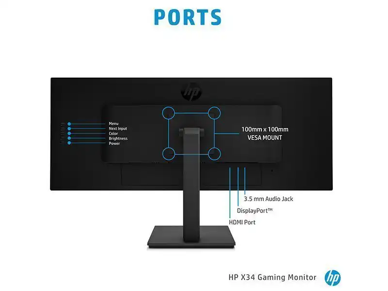 HP X34 Gaming 34 Pulgadas 3440 X 1440 IPS HDMI / Displayport Black ...