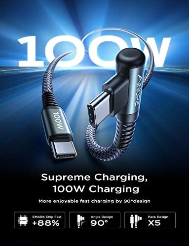 AINOPE Cable USB C a USB C de 100 W, (paquete de 5, 1.6 pies+3.3 F+3.3 ...