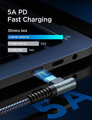 AINOPE 100W USB C to USB C Cable, (5-Pack,1.6FT+3.3F+3.3FT+6.6FT+6.6FT ...