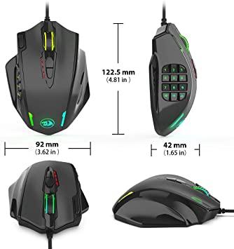 Redragon M908 Impact RGB LED MMO Mouse con botones laterales Ratón ...