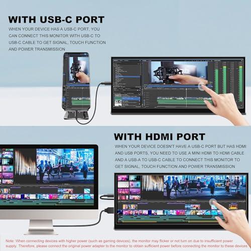 12.3 Inch Touchscreen Secondary Monitor, IPS Stretched Bar LCD Travel ...